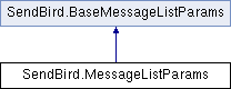 Sendbird Chat Sdk For Net Sendbird Messagelistparams Class Reference